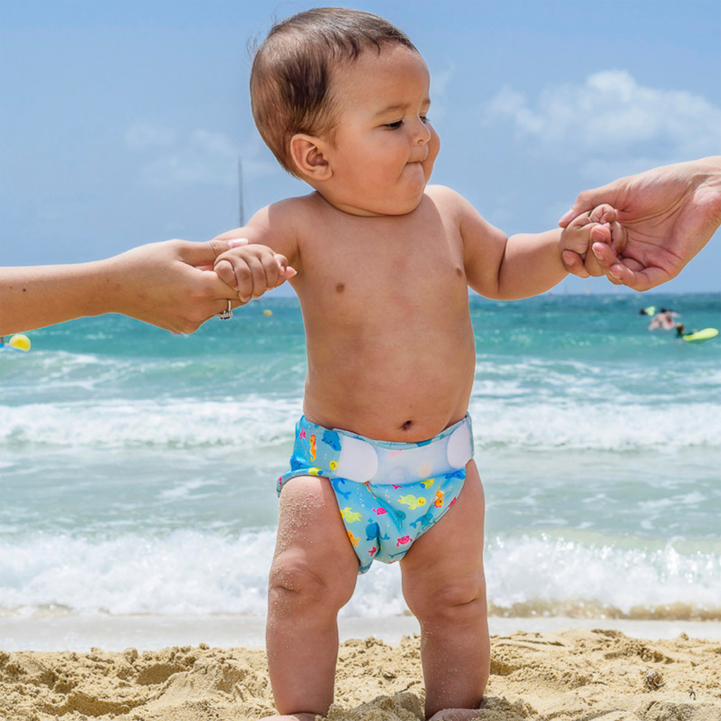 Freds Swim Academy Wasbare Zwemluier Zeedieren Maat 1 4-9 kg Blauw ...