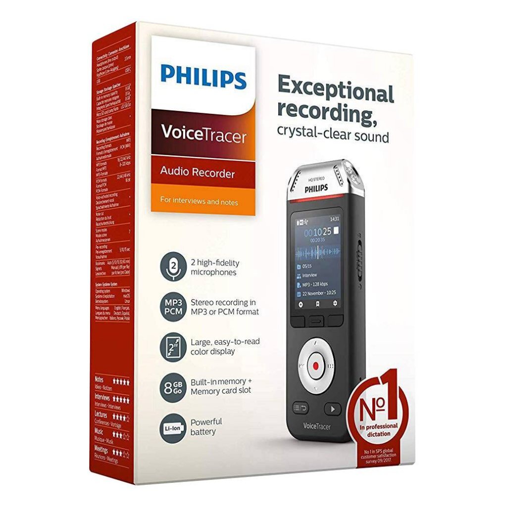 Philips DVT2110 VoiceTracer Audiorecorder Zwart/Zilver – Onlinehandelshuis