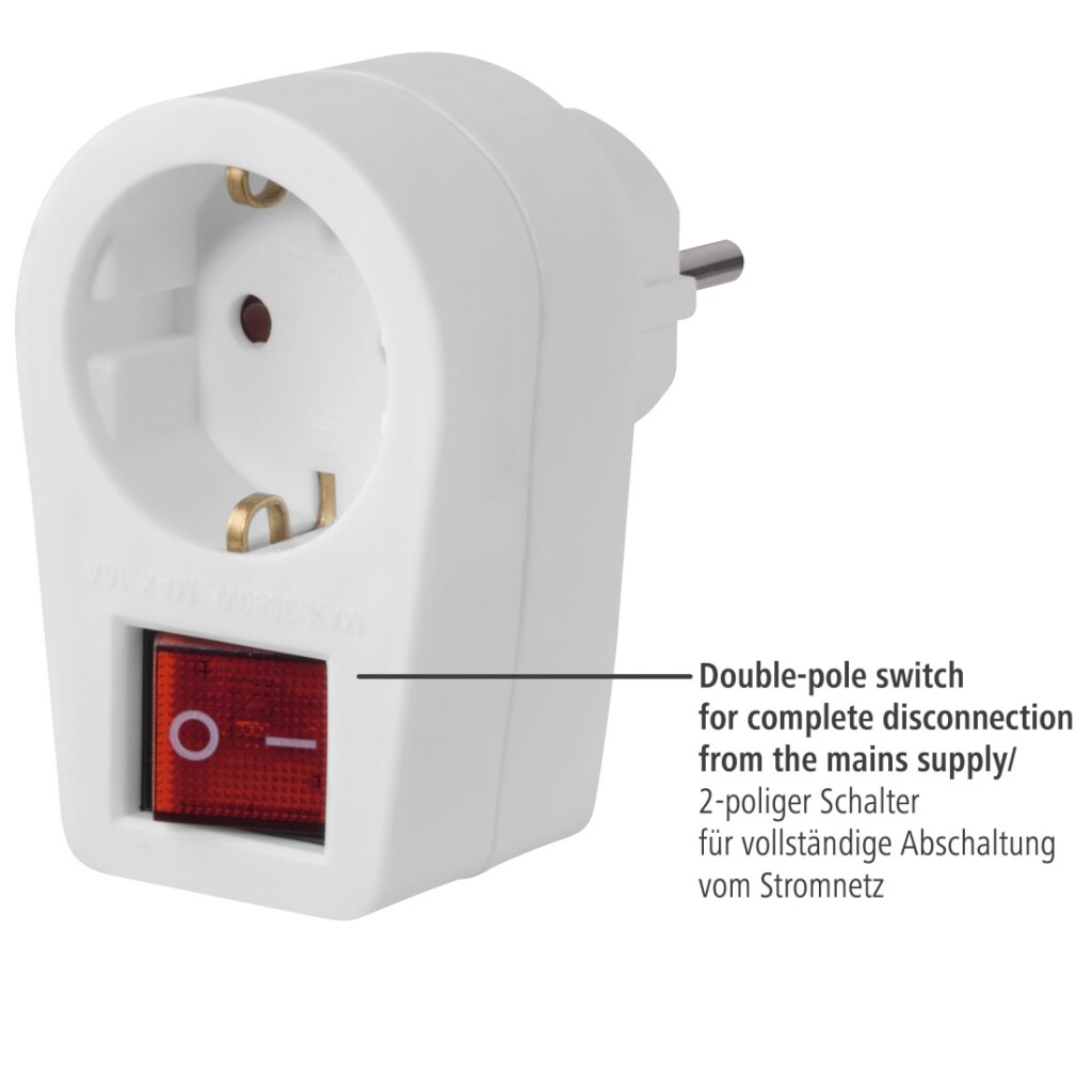 Hama Stopcontactadapter Geaard Stopcontact 2-polige Schakelaar Wit ...